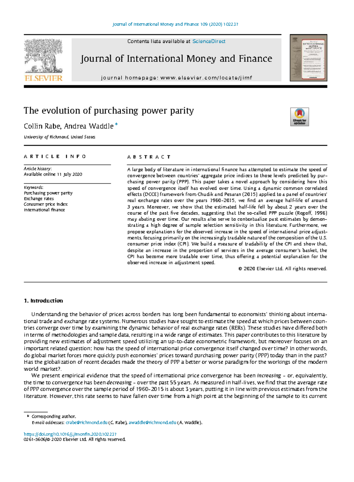 The Evolution of Purchasing Power Parity: Insights from International ...