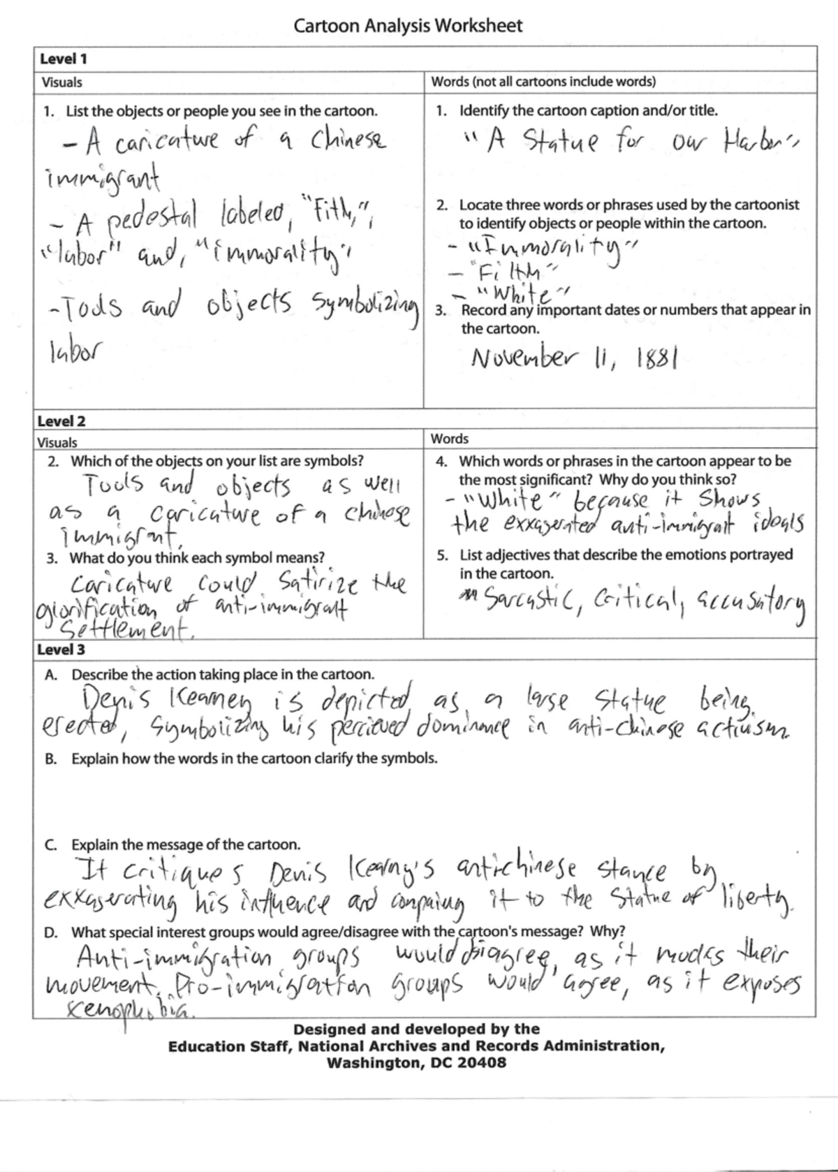 Gilded Age Cartoon Analysis - Cartoon Analysis Worksheet Level 1 ...