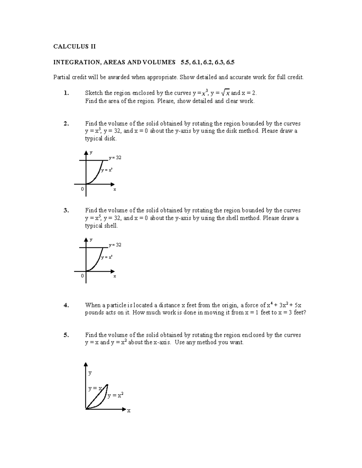 CALCULUS II Practice for Test 1: Integration, Areas & Volumes - Studocu
