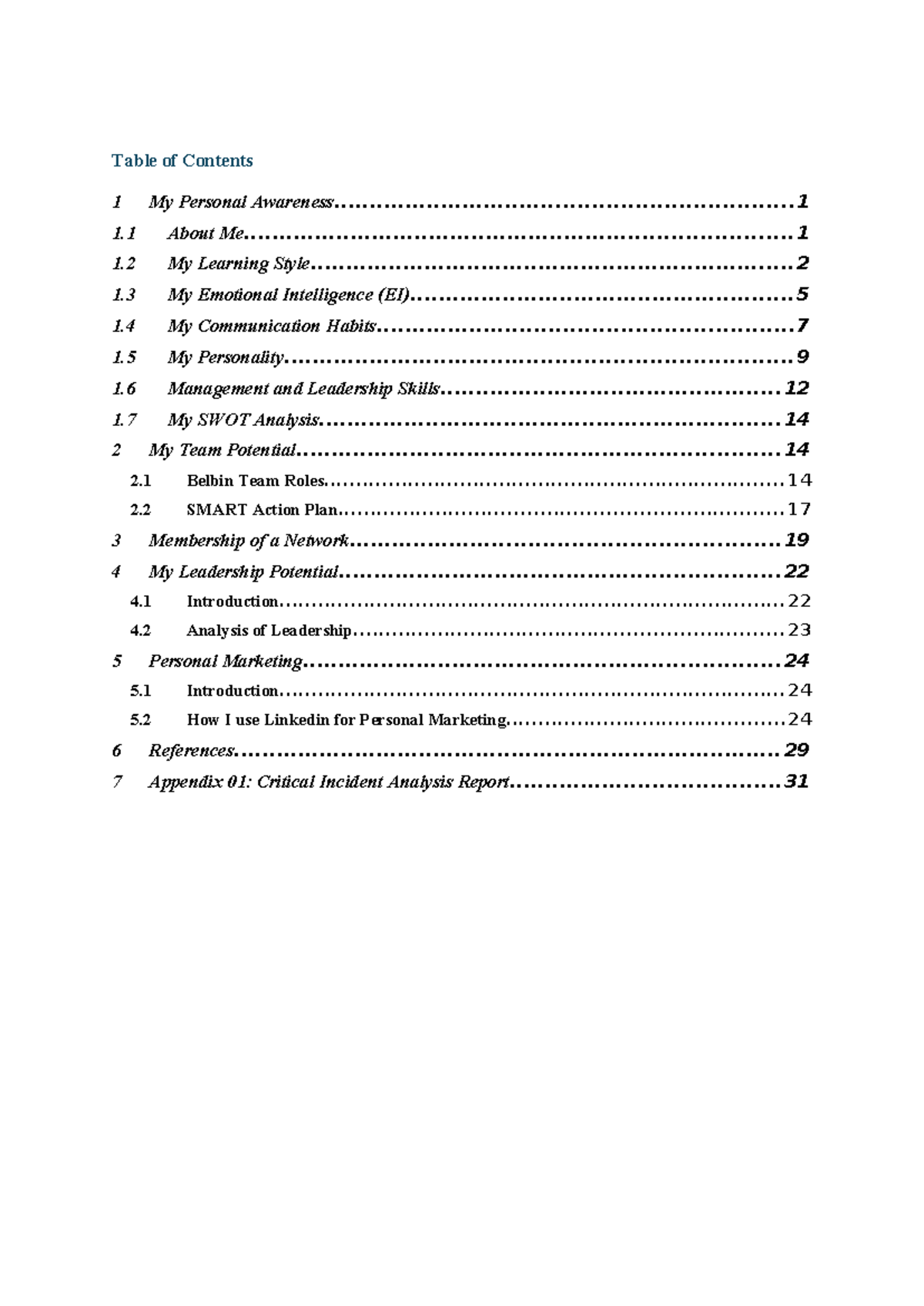 Esoft 56 portfolio - jhbufvoufcogi - Table of Contents 1 My Personal ...