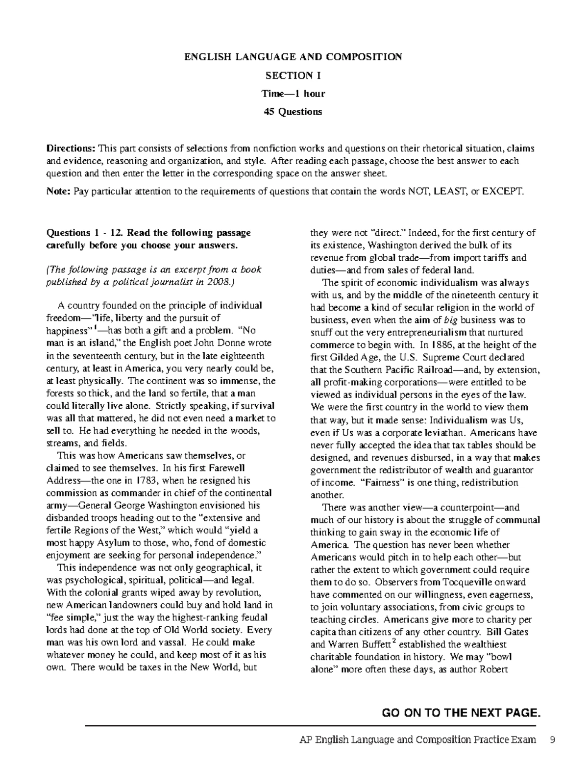 AP Lang Practice Exam 3: MCQ Questions and Passage Analysis - Studocu