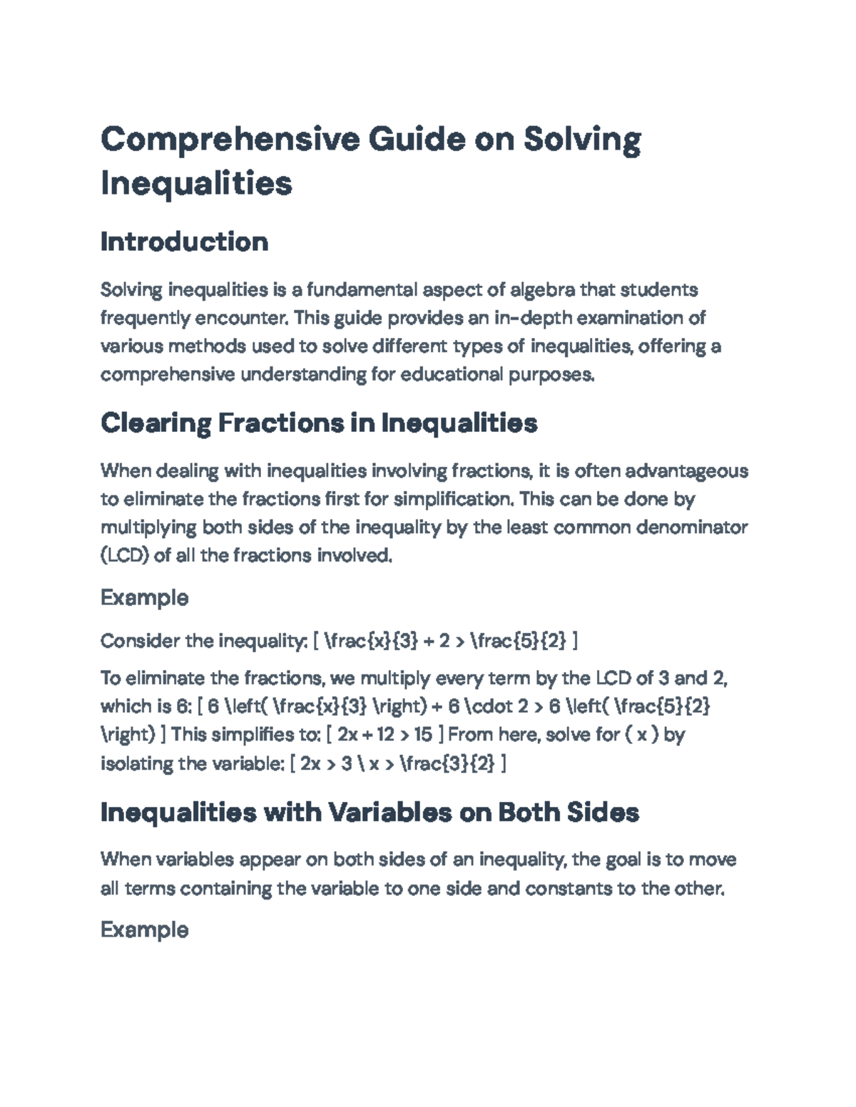Comprehensive Guide to Solving Inequalities: Methods and Techniques ...