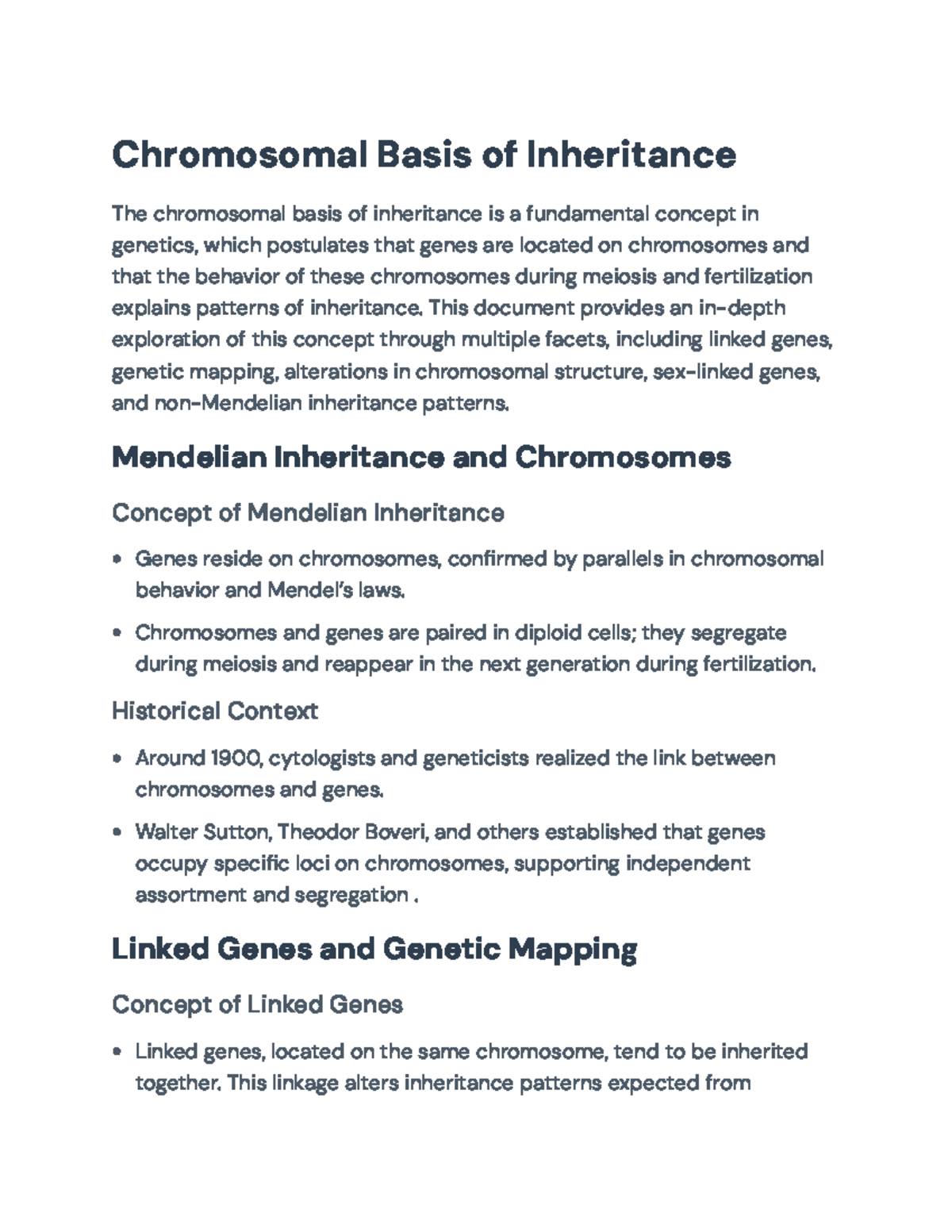 Genetics 101: Chromosomal Basis of Inheritance Overview - Studocu