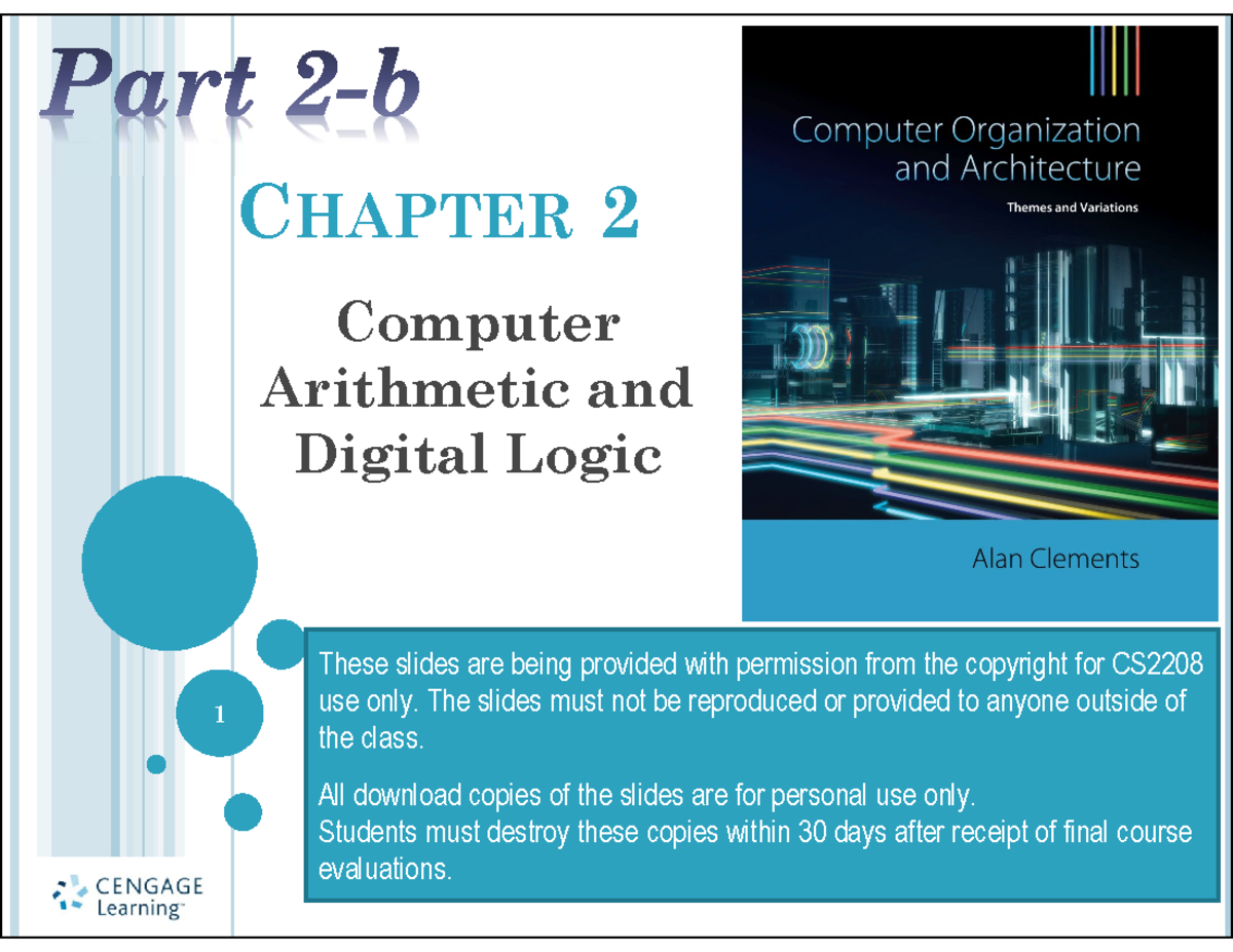 COA CS2208 Chapter 2: Computer Arithmetic & Digital Logic - Studocu