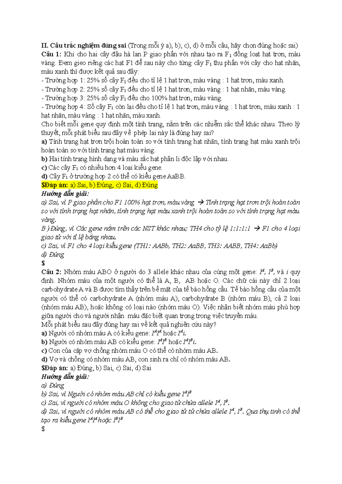 BÀI 7.8 GỬI K12 - Câu Trắc Nghiệm Sinh Học 12 - Studocu