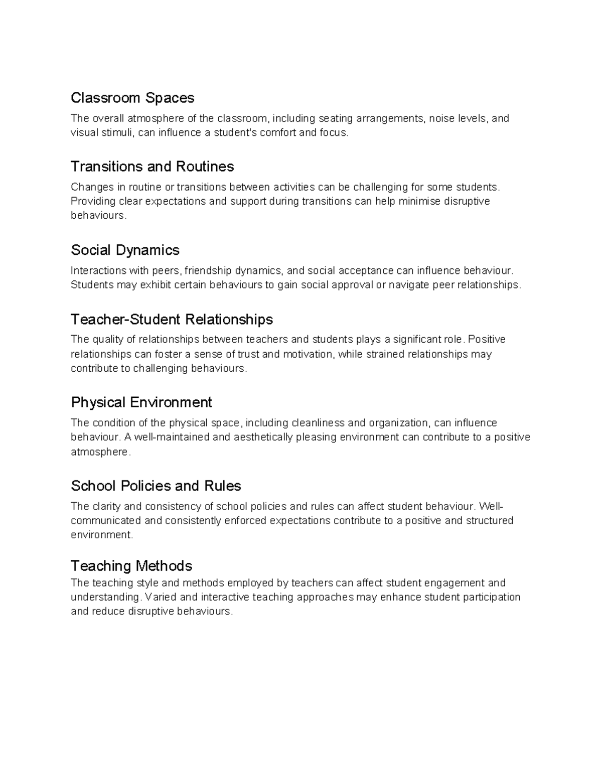 Module 1 Activity: Environmental Factors Influencing Classroom Behavior ...