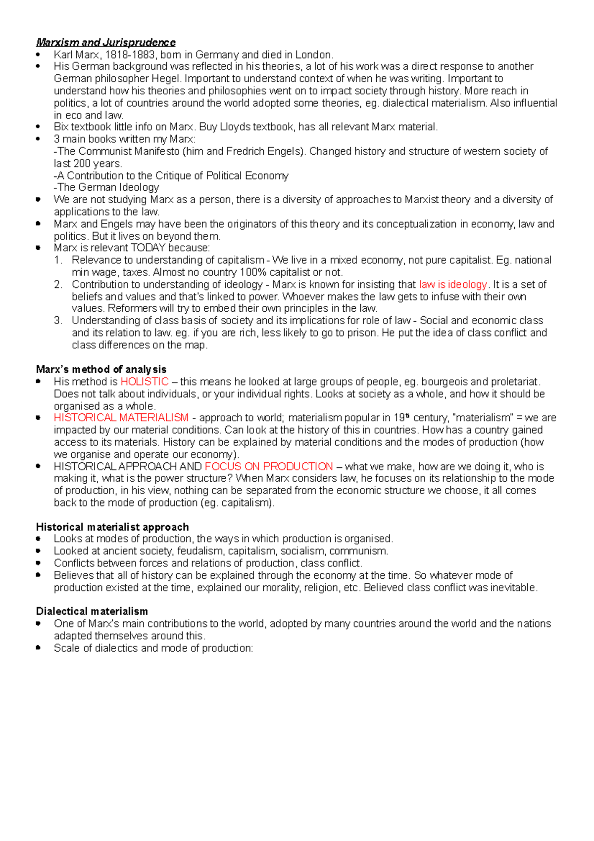L6 7 Marxism - Comprehensive Lecture Notes on Marx's Theories - Studocu