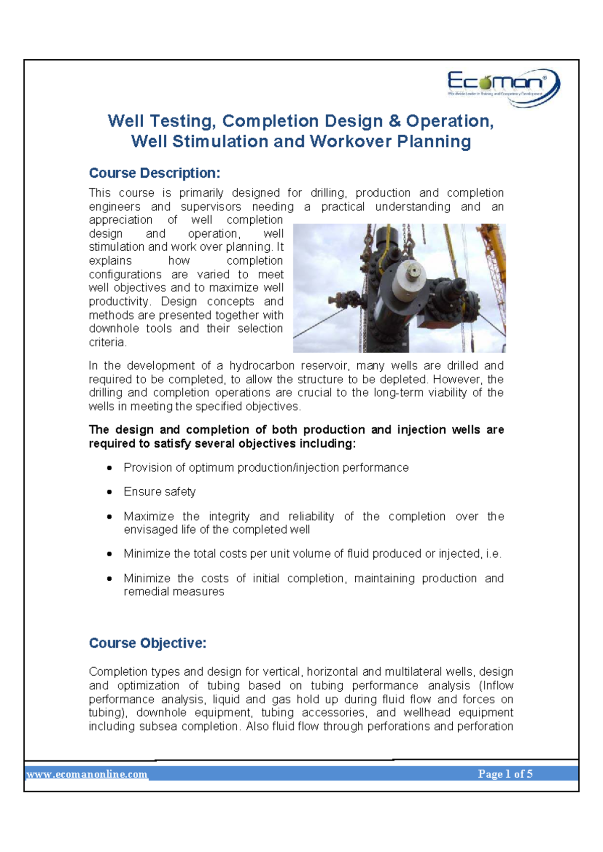 Well Testing & Completion Design Course Outline (ENGR 301) - Studocu
