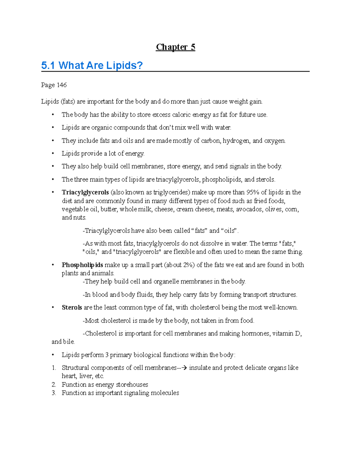 Nutrition Chapter 5-7: Lipids and Fatty Acids Study Guide - Studocu