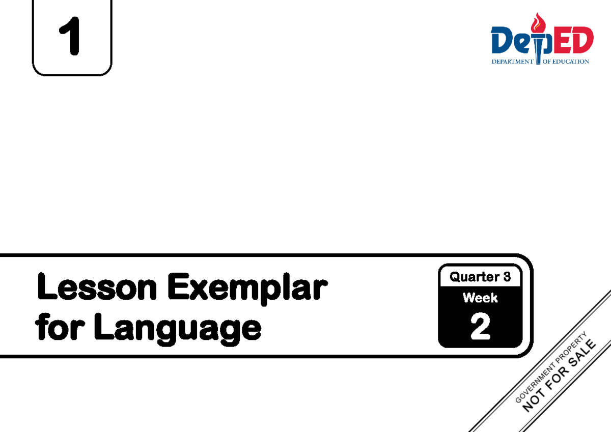 **Language Lesson Exemplar for Grade 1: Week 2 (Quarter 3)** - Studocu