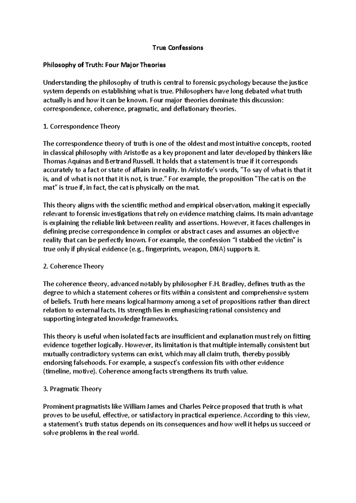 Philosophy of Truth in Forensic Psychology: Major Theories Explained ...