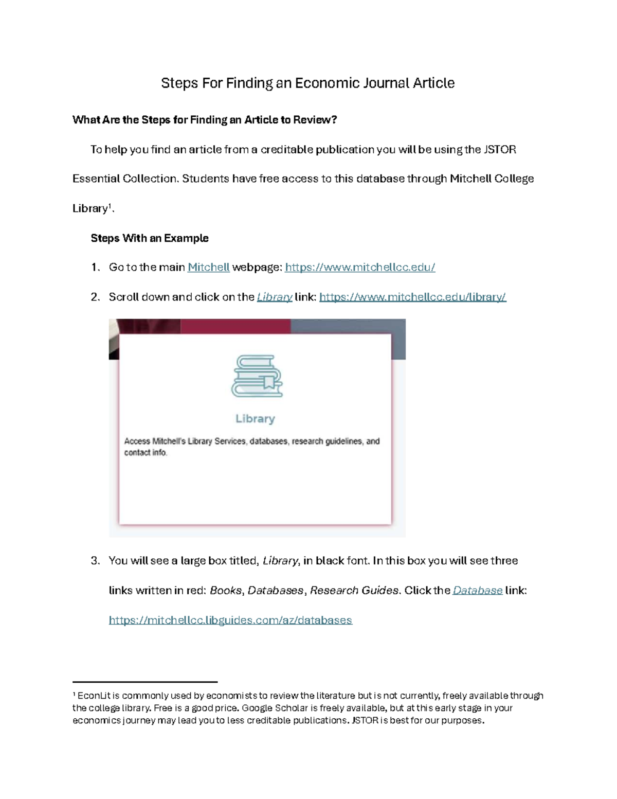 Steps for Finding an Economic Journal Article: A Guide - Studocu