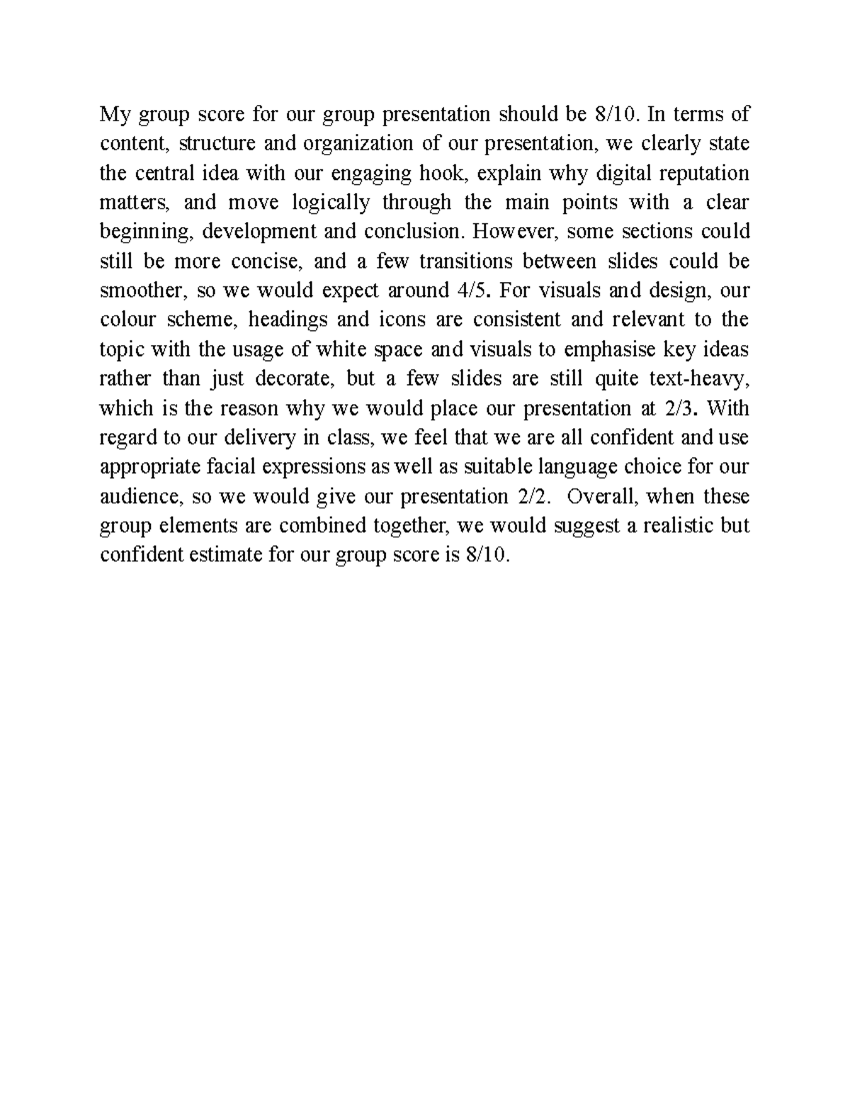 Group Presentation Score Evaluation: Content, Design, and Delivery ...