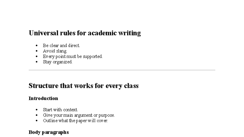Academic Writing Guidelines: Universal Rules for All Courses - Studocu