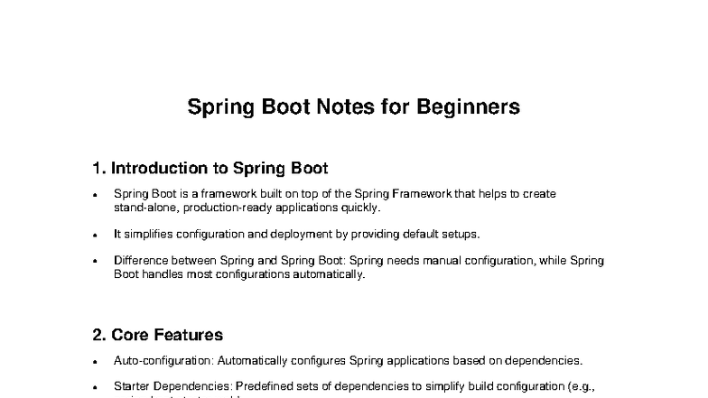 Spring Boot Notes for Beginners: A Comprehensive Guide - Studocu