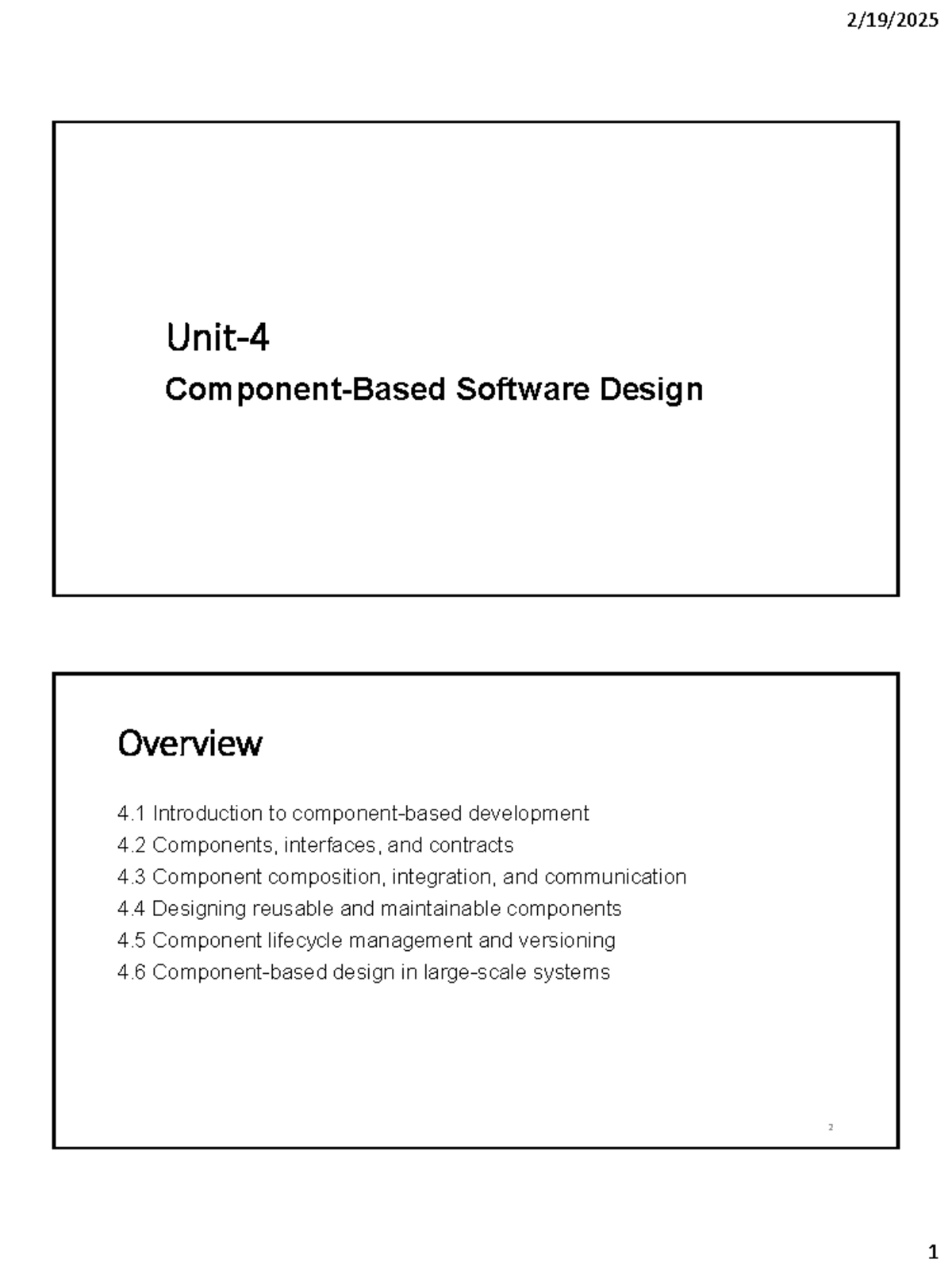 SDA Unit 4 - Lecture Notes on Component-Based Software Design - Studocu