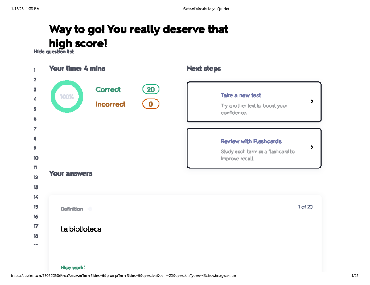 School Vocabulary Quizlet - Way to go! You really deserve that high ...