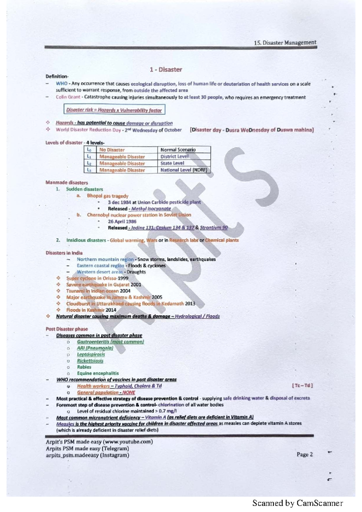Disaster management 1: MCQ notes and key concepts - Studocu