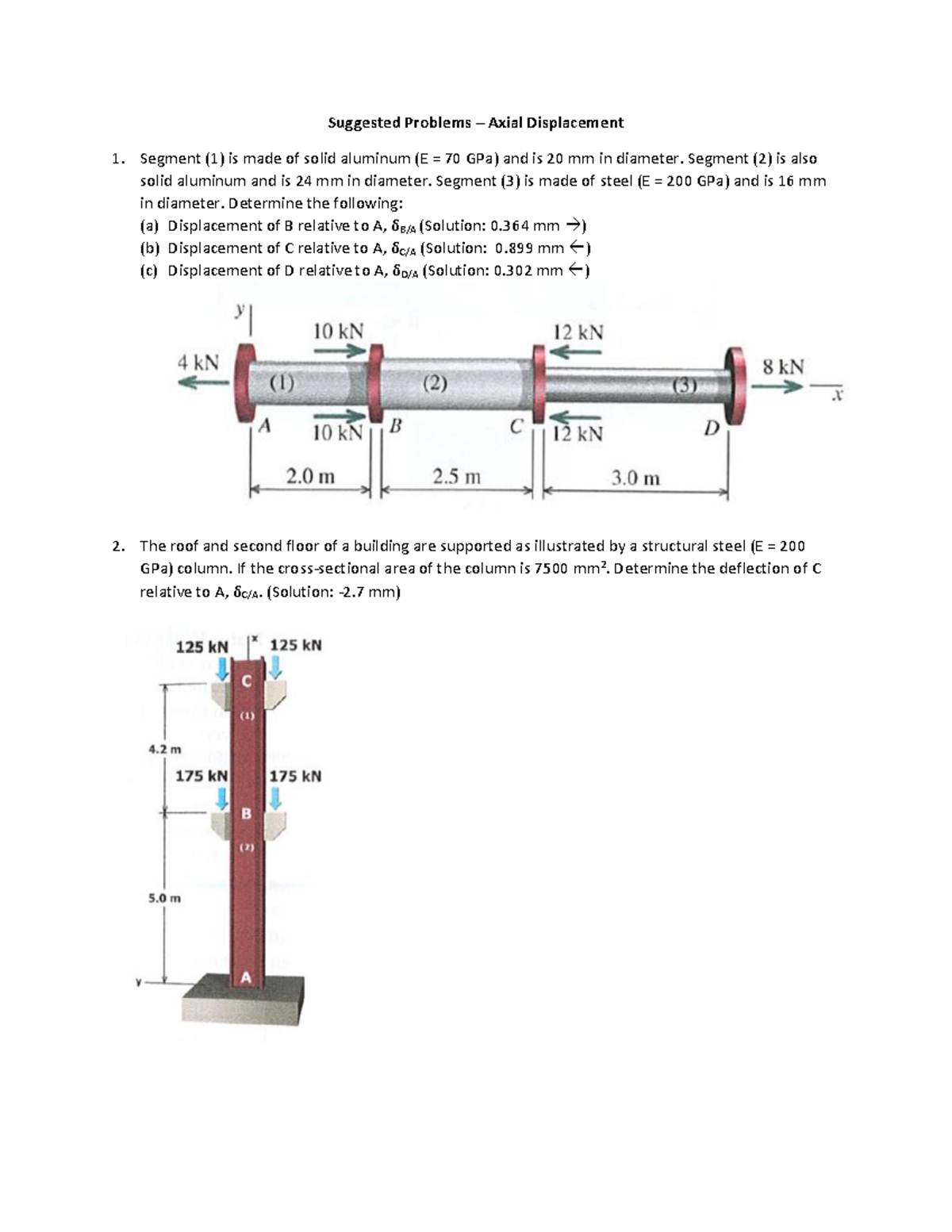 Section 4.2 Axial Displacement - Suggested Problems – Axial ...