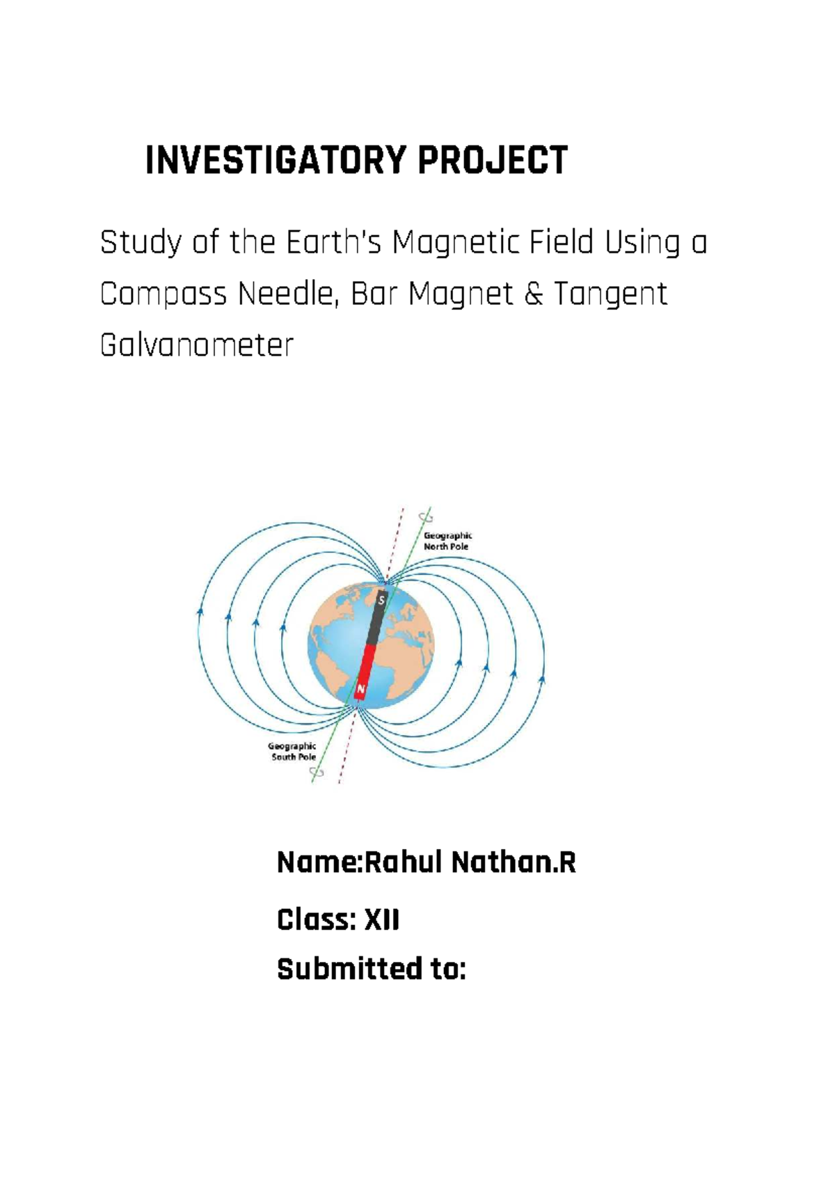 PHYSICS XII Investigatory Project: Magnetic Field Study Using Compass ...