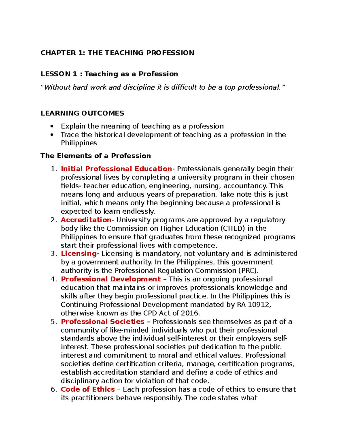 Chapter 1 THE Teaching Profession - CHAPTER 1: THE TEACHING PROFESSION LESSON 1 : Teaching as a ...