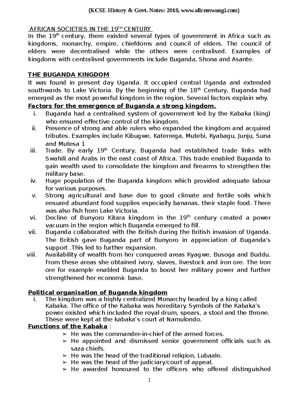 KCSE History Govt. Notes: Social, Economic & Political Org. of Africa ...