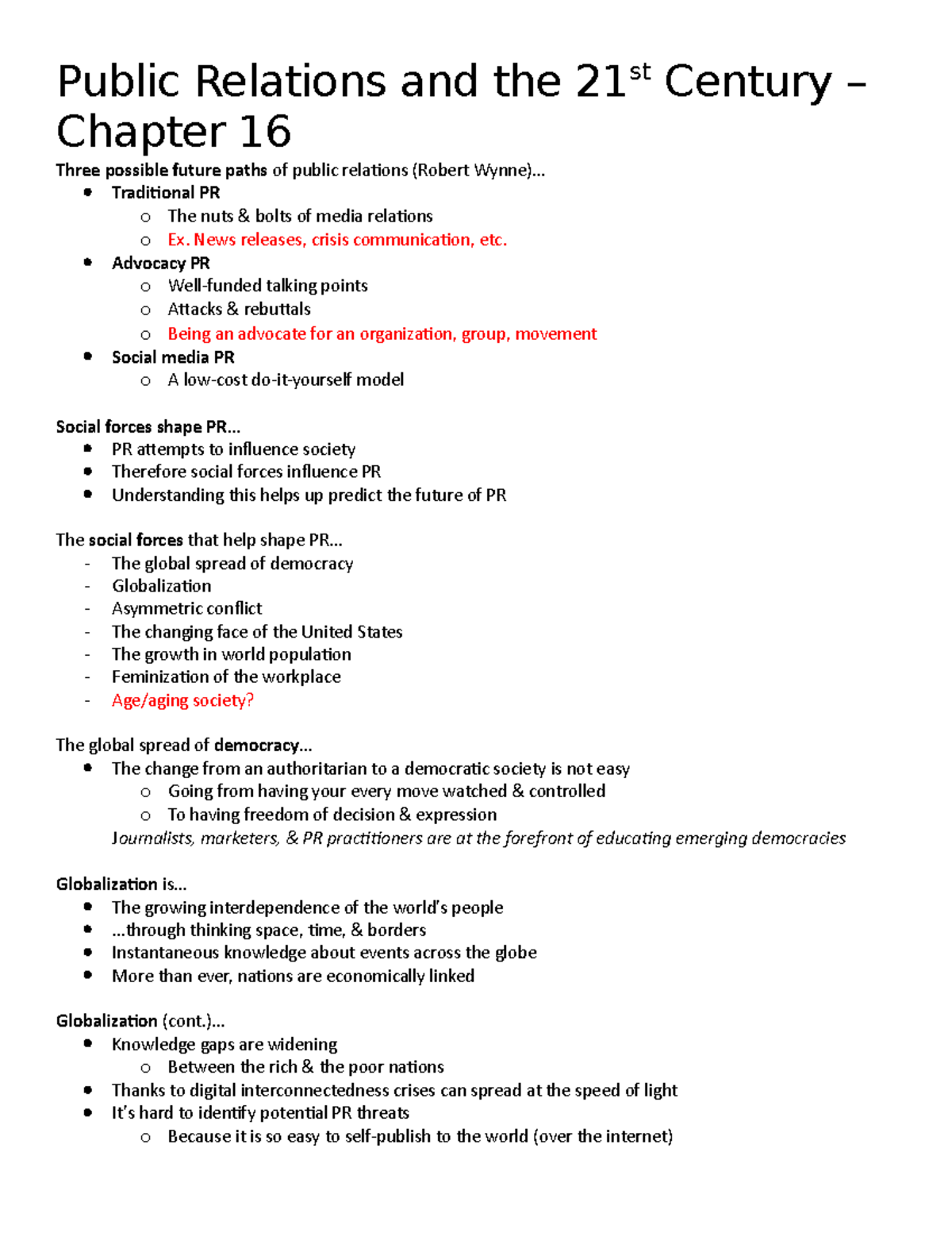 Pr272 ch16 - Taught by Professor Amy Hitt - Public Relations and the 21 ...