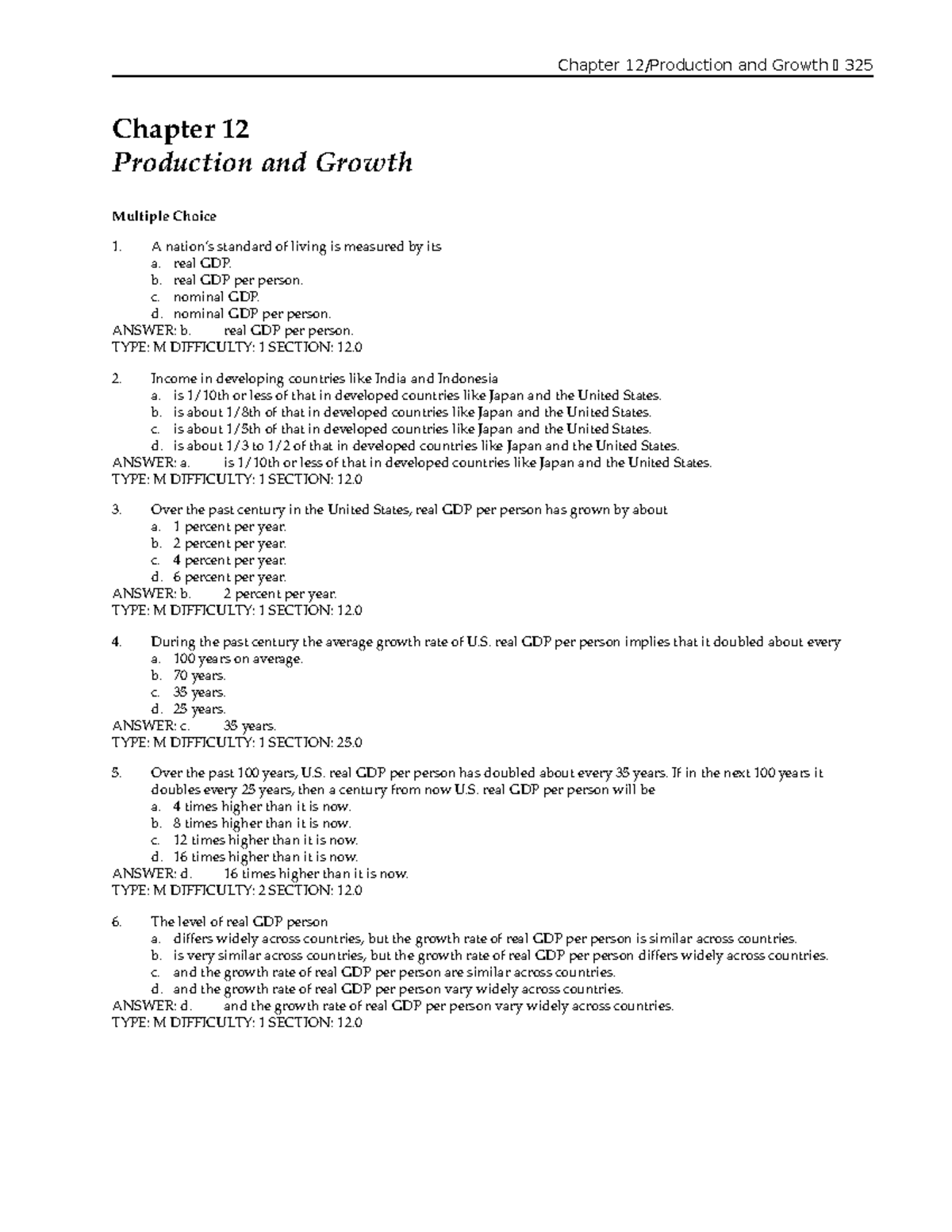 Chapter 12 - Chapter 12/Production and Growth 325 Chapter 12 Production ...