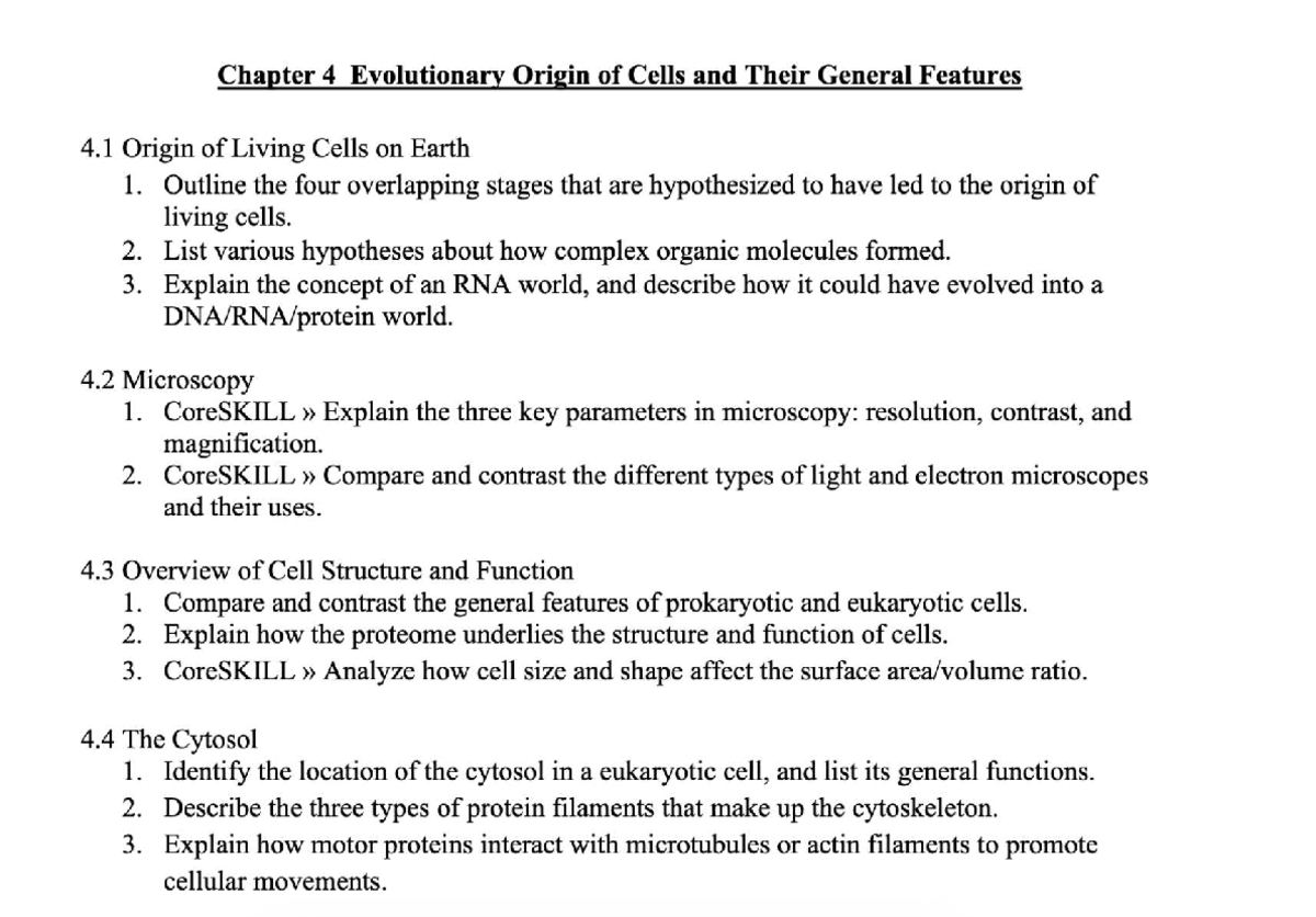 Chapter 4: Evolutionary Origin of Cells & General Features - Studocu