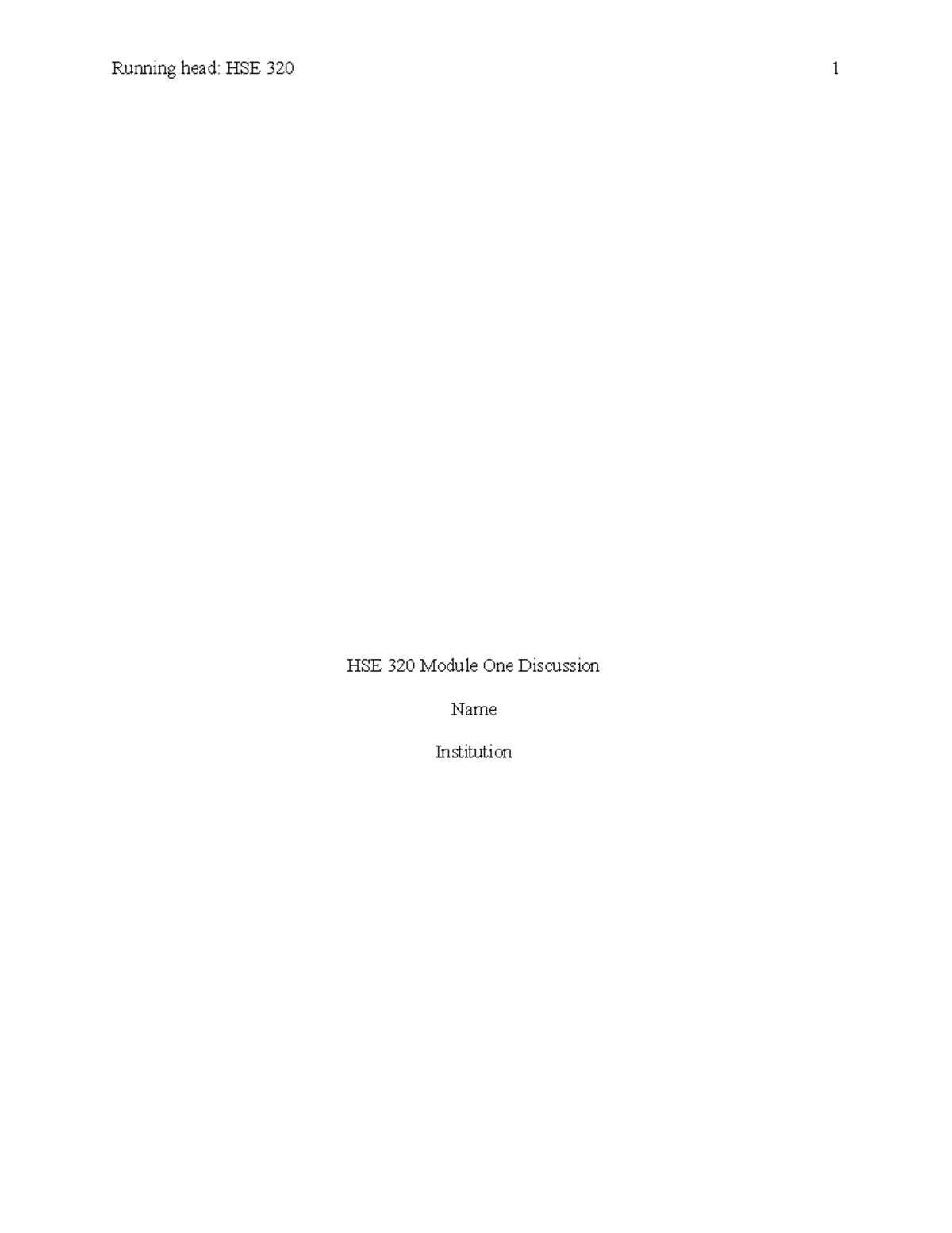 HSE 320 Module One Discussion Insights and Reflections - Studocu