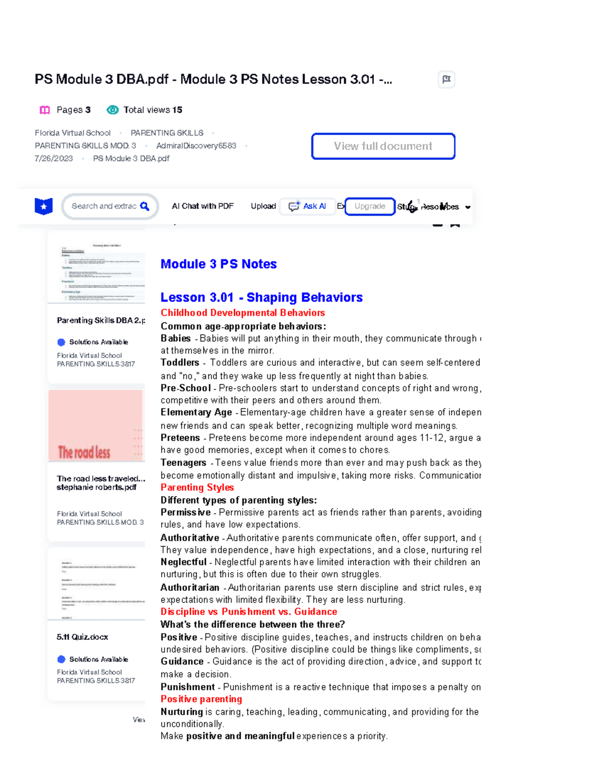 PS Module 3 Parenting Skills Notes: Lessons on Child Development - Studocu
