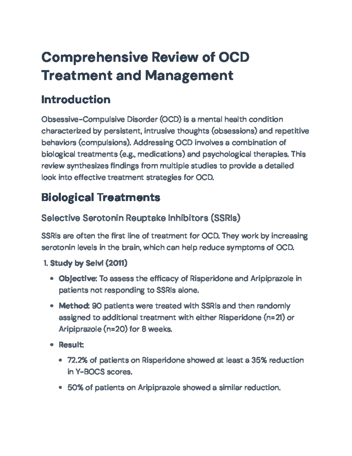 Comprehensive Review of OCD Treatment Strategies and Efficacy ...