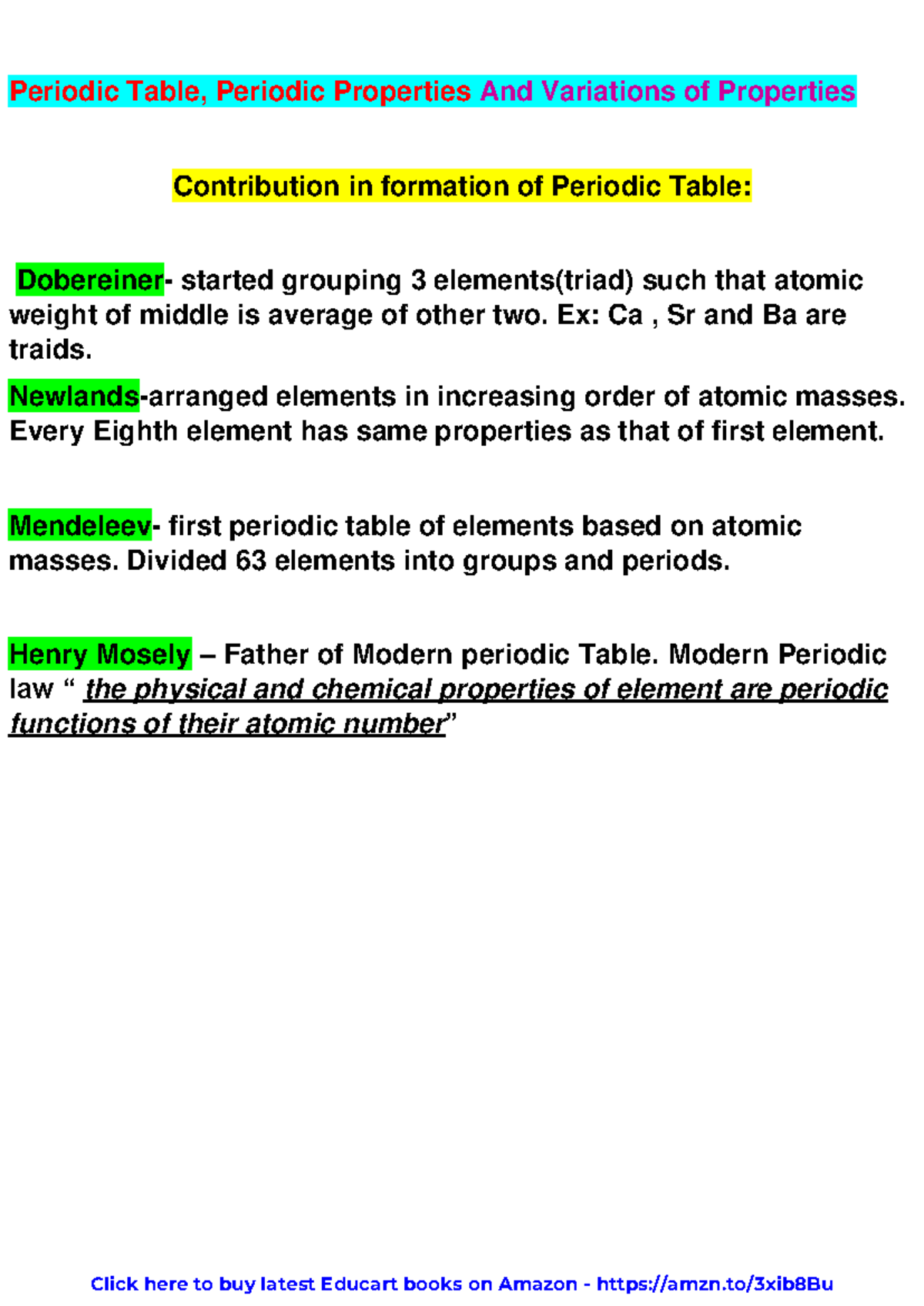 Periodic Table class 10 icse - Periodic Table, Periodic Properties And ...
