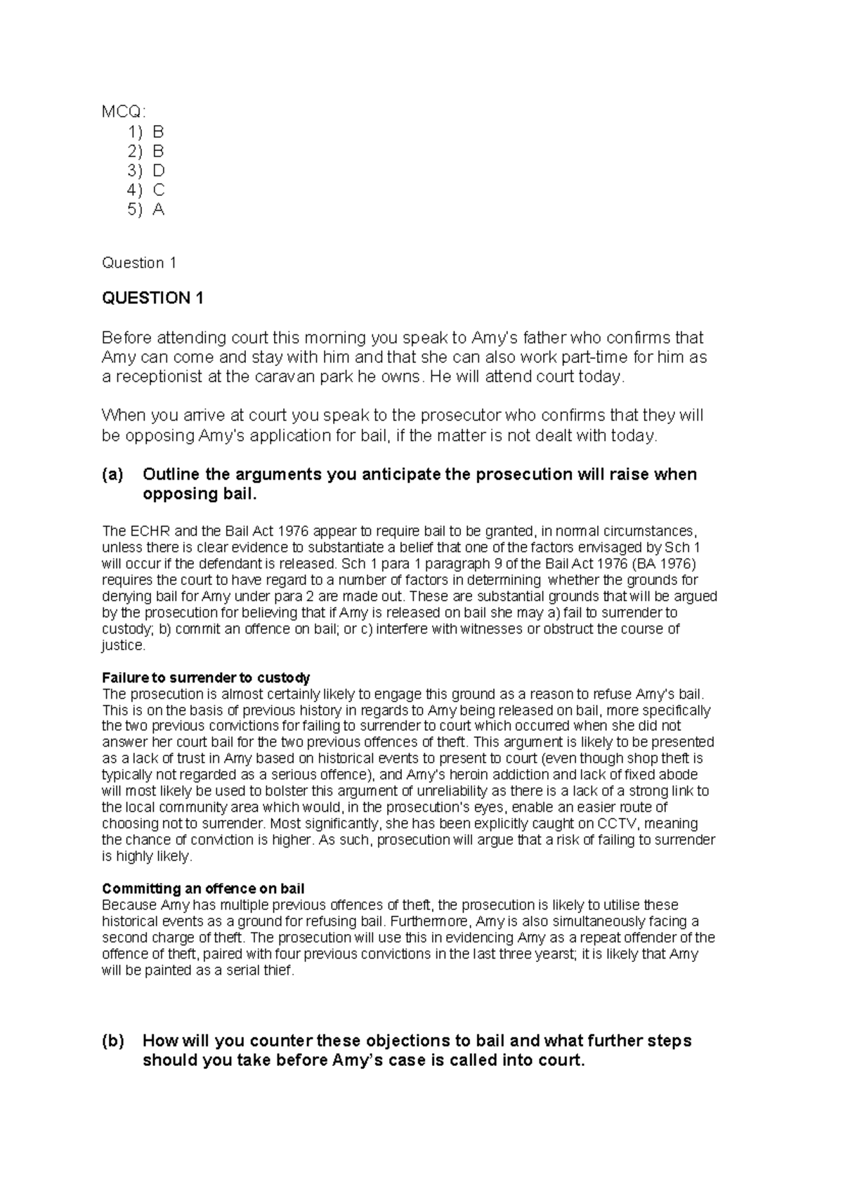 Criminal Litigation and Evidence - Mock Exam Review & Bail Arguments ...