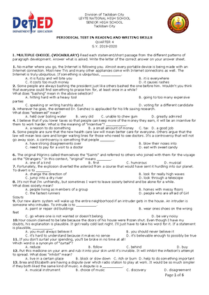 Reading AND Writing M13 Q4 - READING and WRITING SKILLS Quarter 4- SLM ...