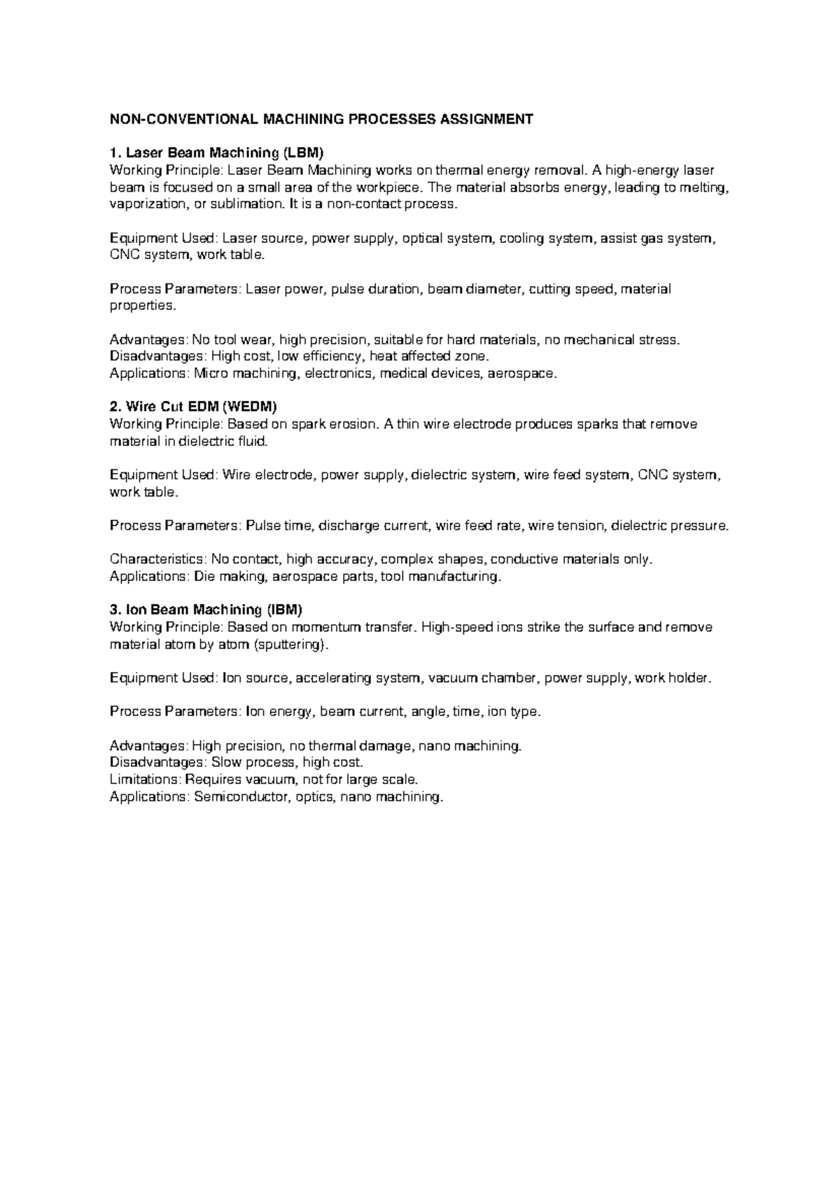 NCM Assignment 1 - Machining Processes Overview and Principles - Studocu