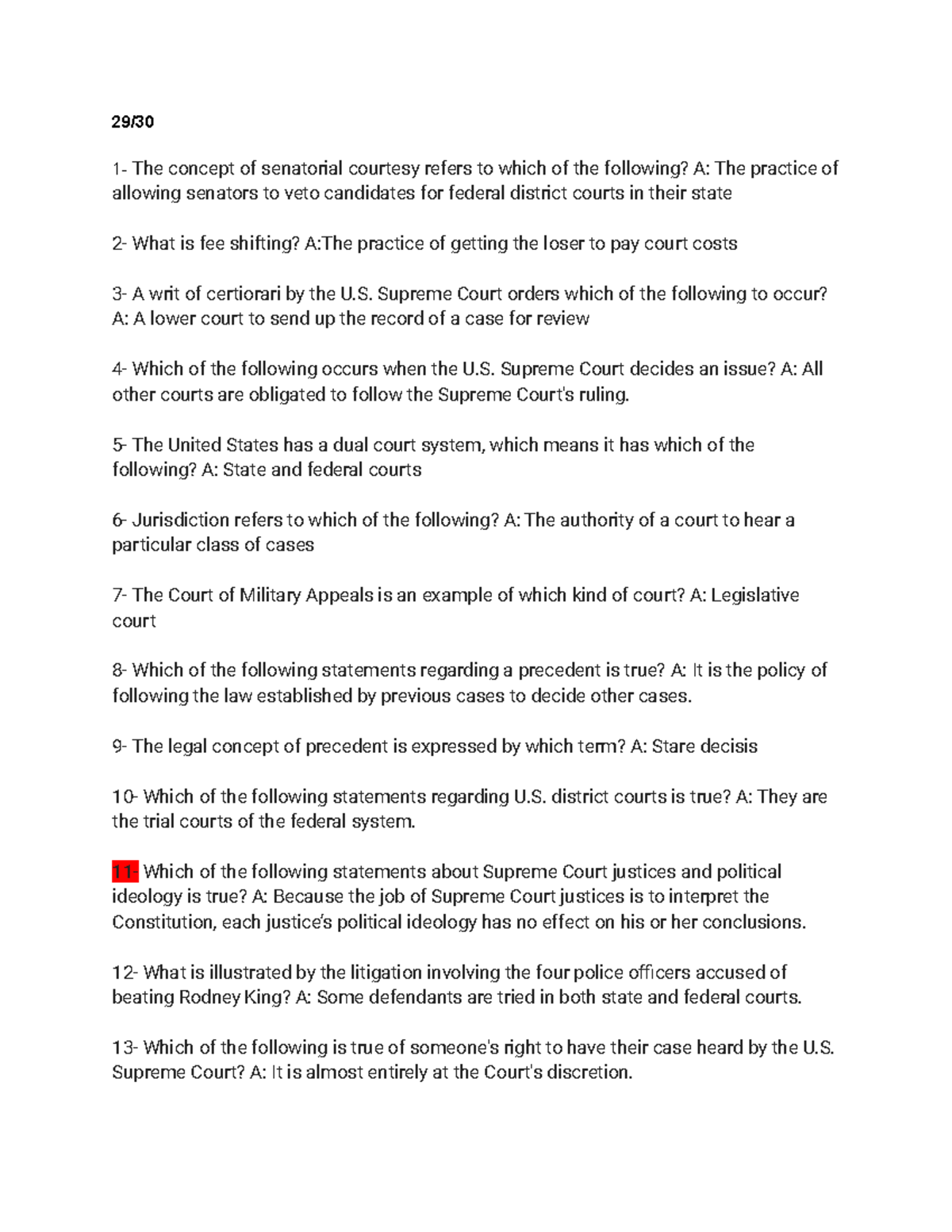 Liberty University GOVT220 - Judiciary Quiz Notes and Concepts - Studocu