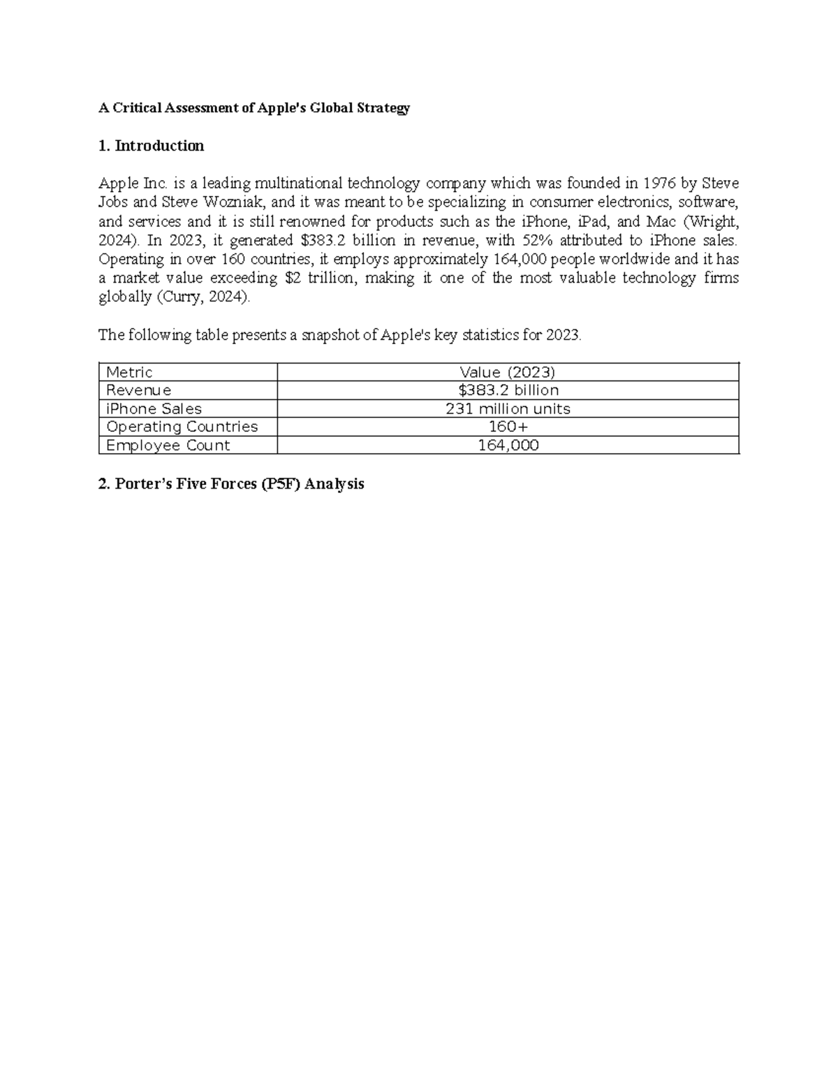 MNC Global Strategy ref - A Critical Assessment of Apple's Global ...