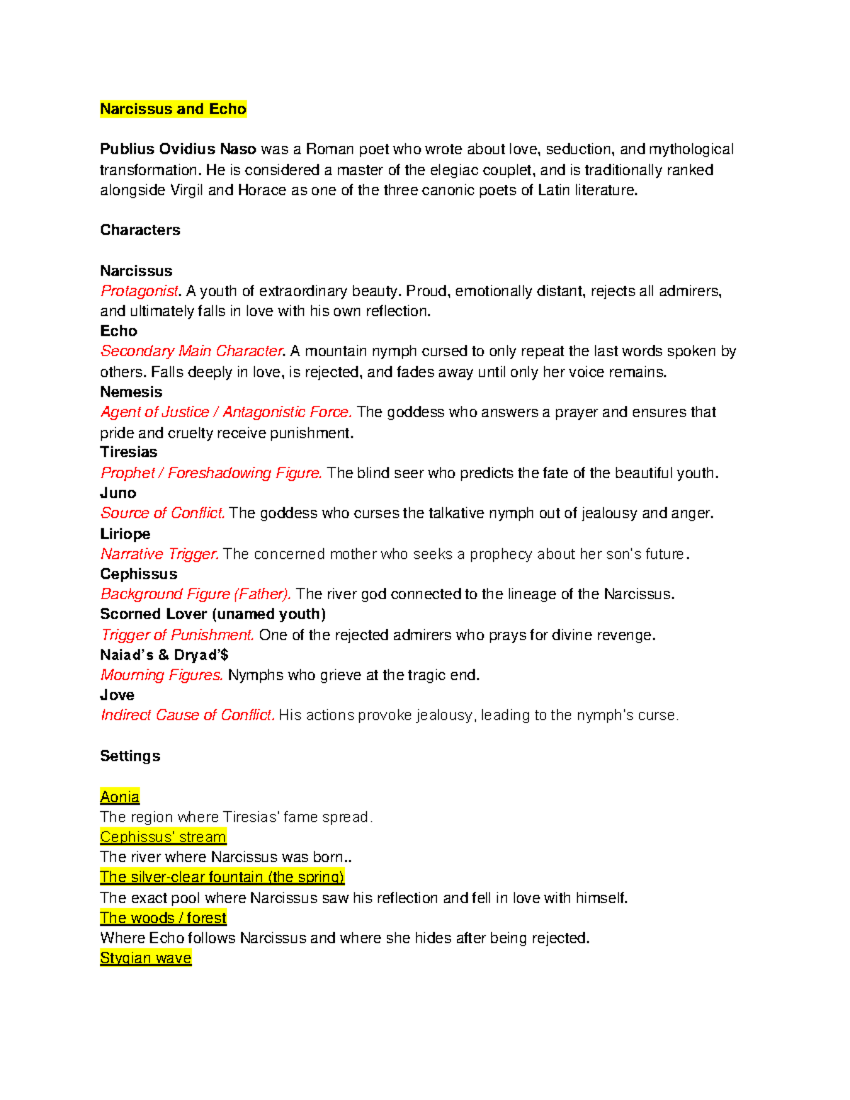 Narcissus and Echo: A Study of Ovid's Poetic Themes and Characters ...