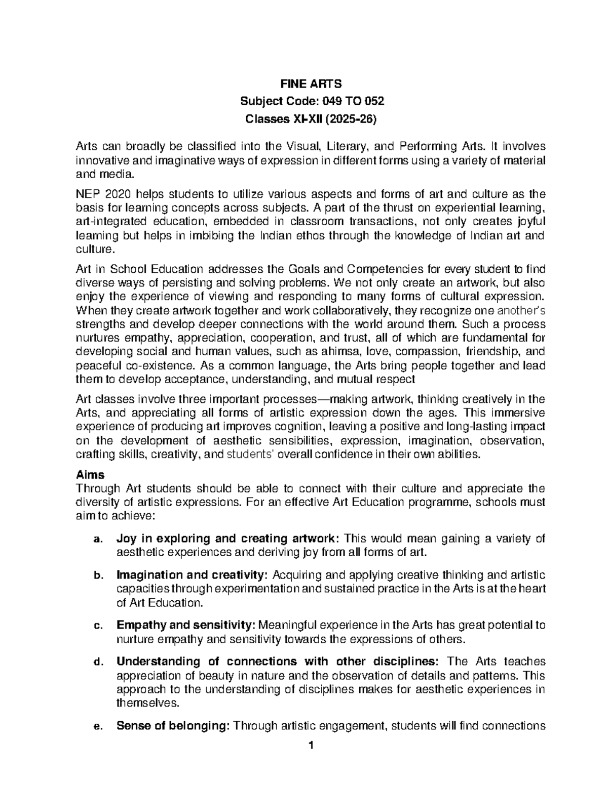 Fine Arts Course Overview and Assessment (Subject Code: 049-052) - Studocu