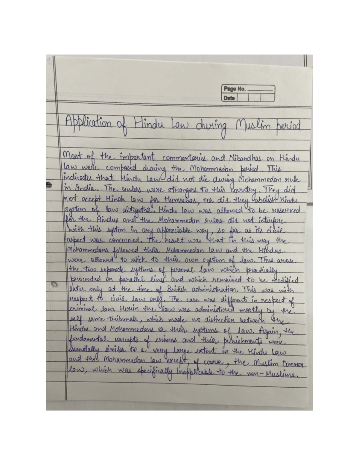 Application of Hindu Law During the Muslim Period: A Historical ...