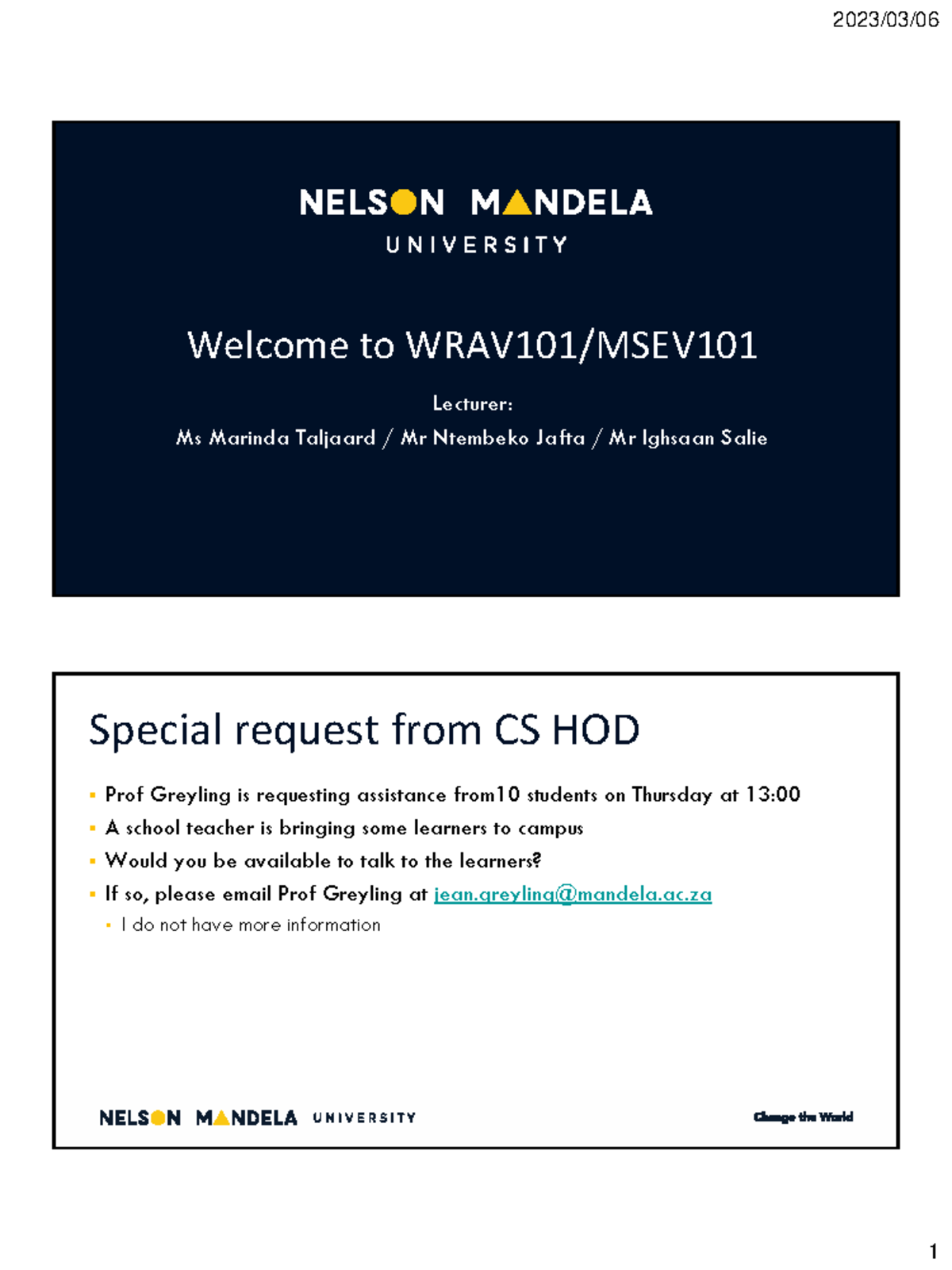 Lecture 02a - Working with variables - Welcome to WRAV101/MSEV Lecturer ...