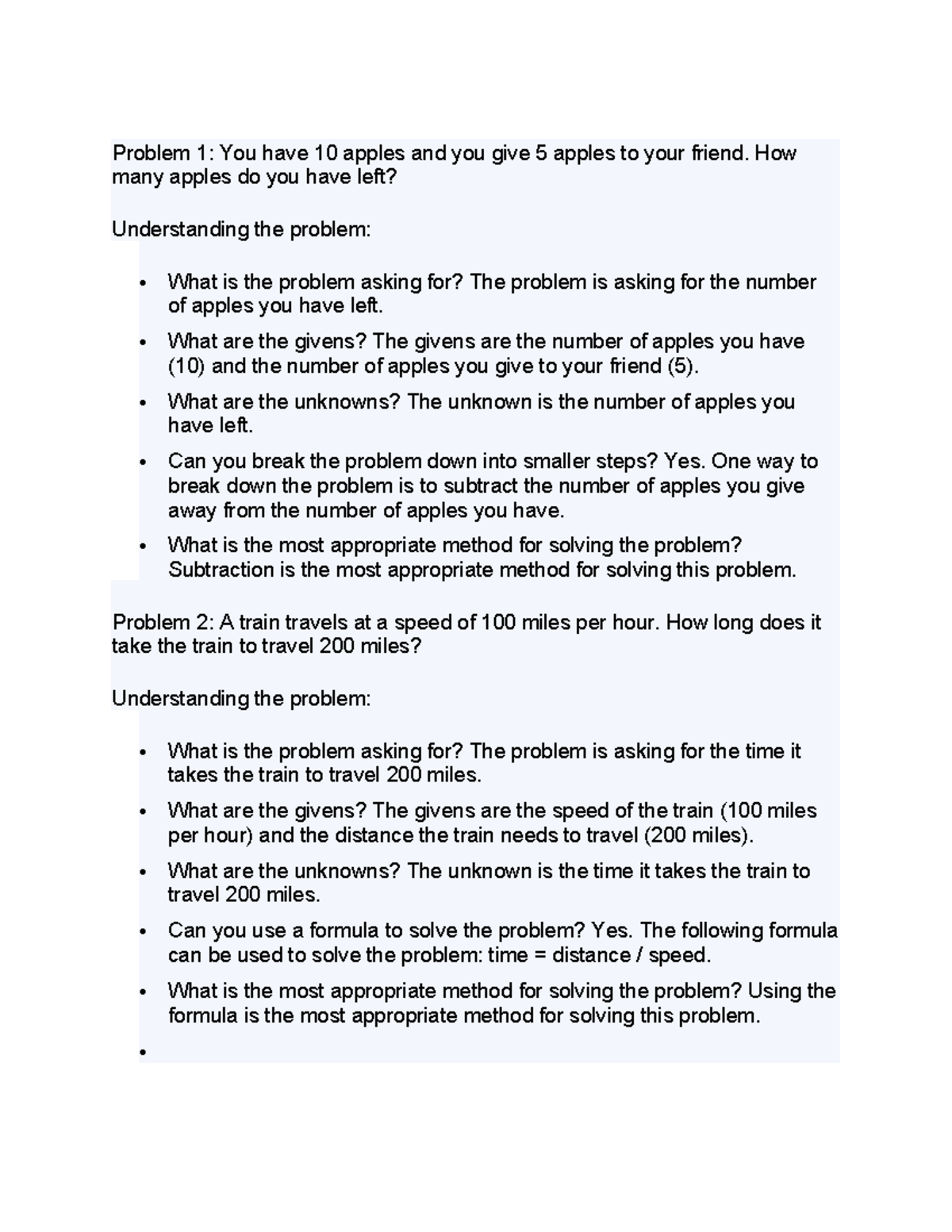 Word Problems Practice Exercises: Strategies for Understanding (MATH ...