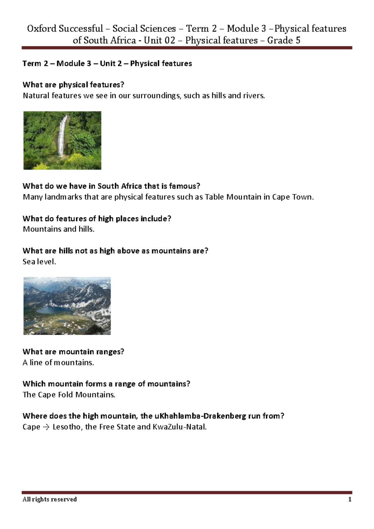 Grade 5 Social Sciences Physicalfeatures 4 4 2013 - of South Africa ...