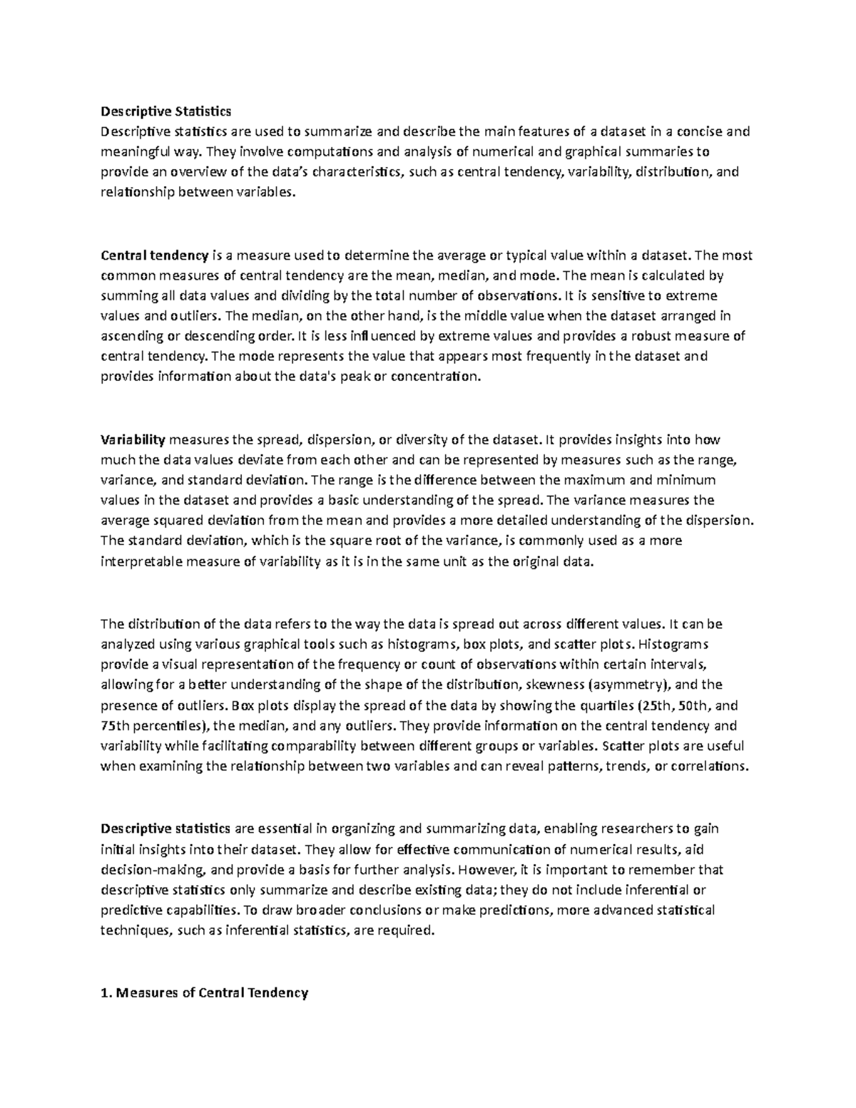 Descriptive Statistics Notes: Key Concepts & Applications in Data ...