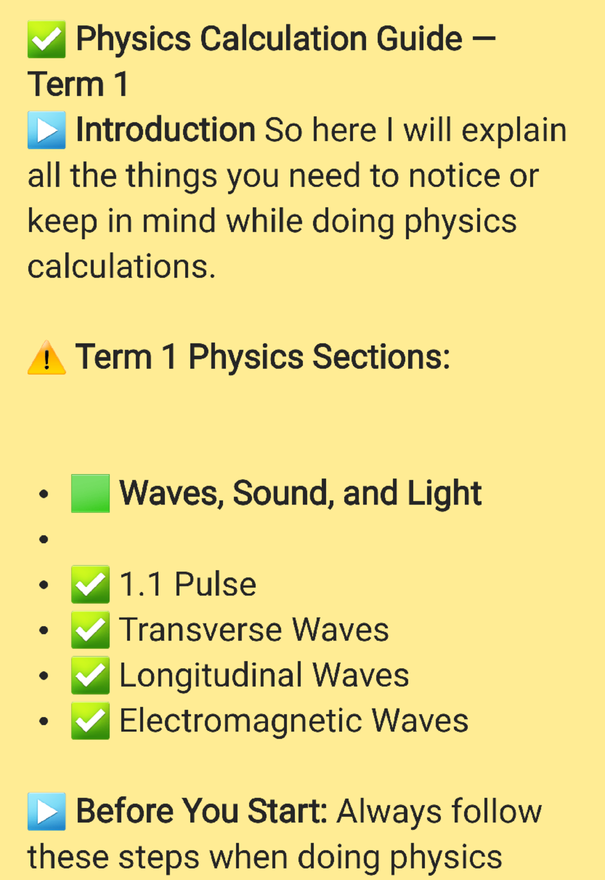 Physics Calculation Guide: Term 1 Waves, Sound, and Light - Studocu