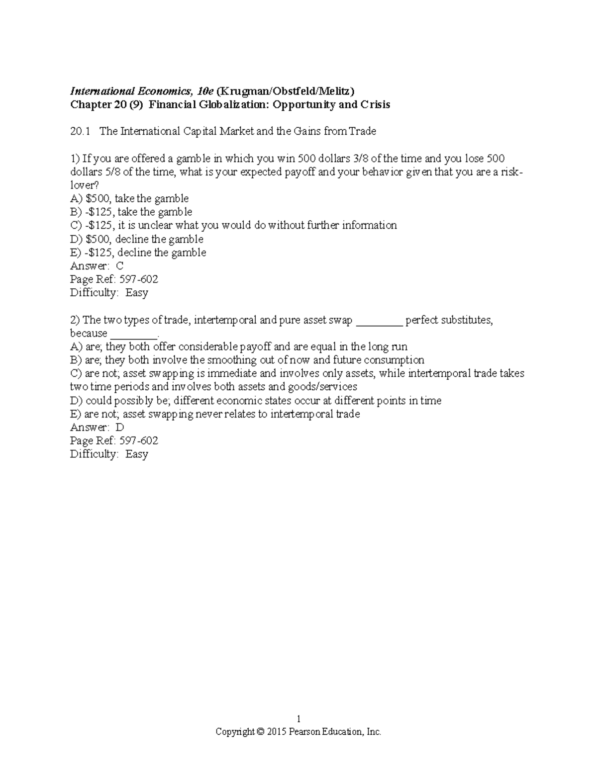 TEST CH 20 - Financial Globalization Questions and Answers - Studocu