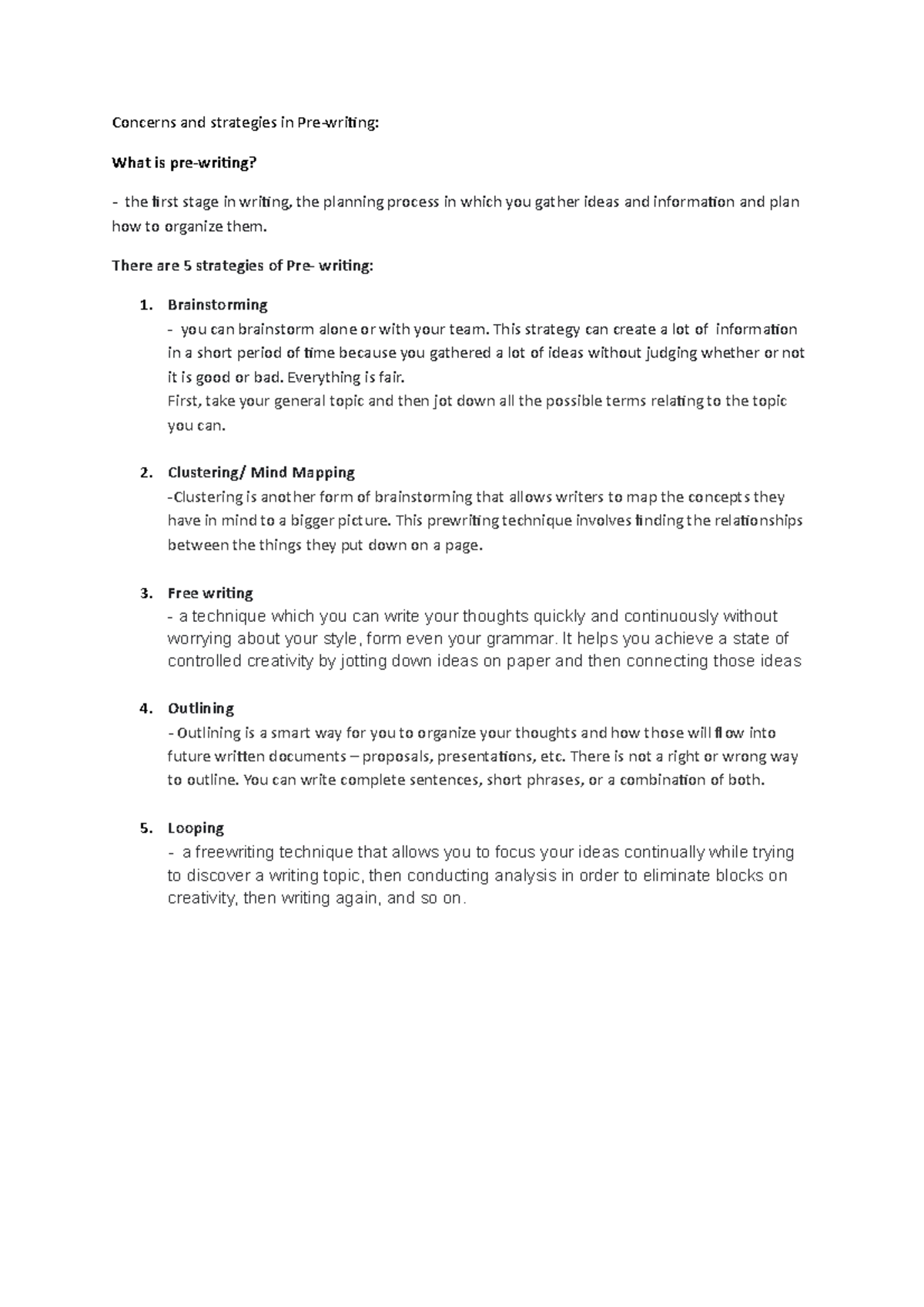 Pre-Writing Strategies: Techniques for Effective Planning - Studocu