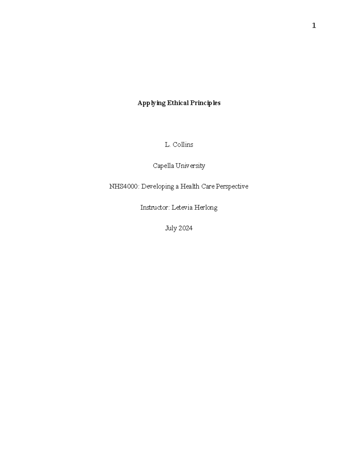 NHS4000: Assessment 3 - Case Study on Ethical Principles in Nursing ...