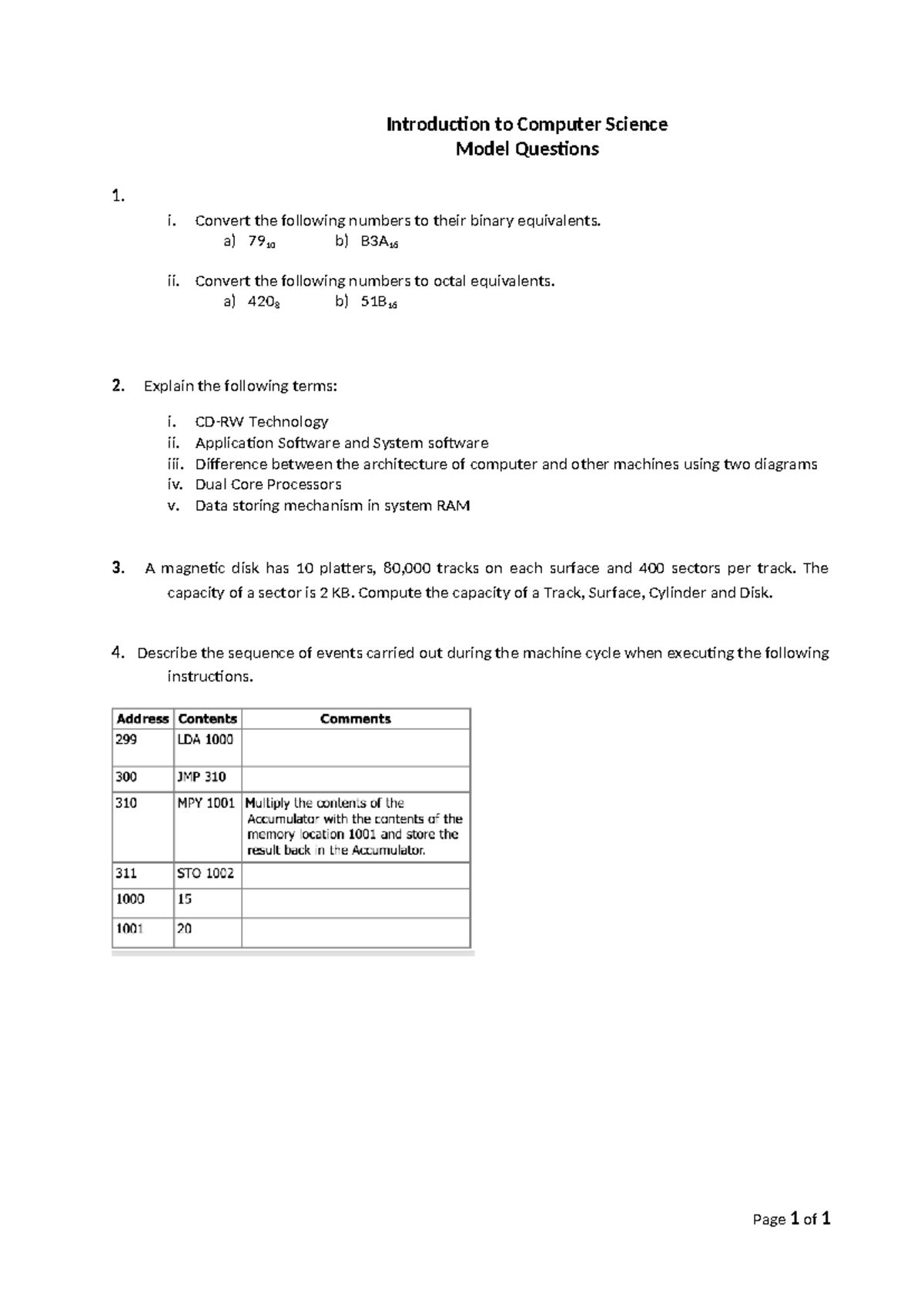 CS101: Intro to Computer Science Model Questions and Answers - Studocu
